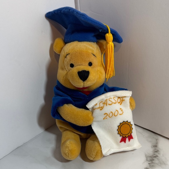 Disney | Toys | Graduation Winnie The Pooh Bean Bag Plush Blue Cap ...